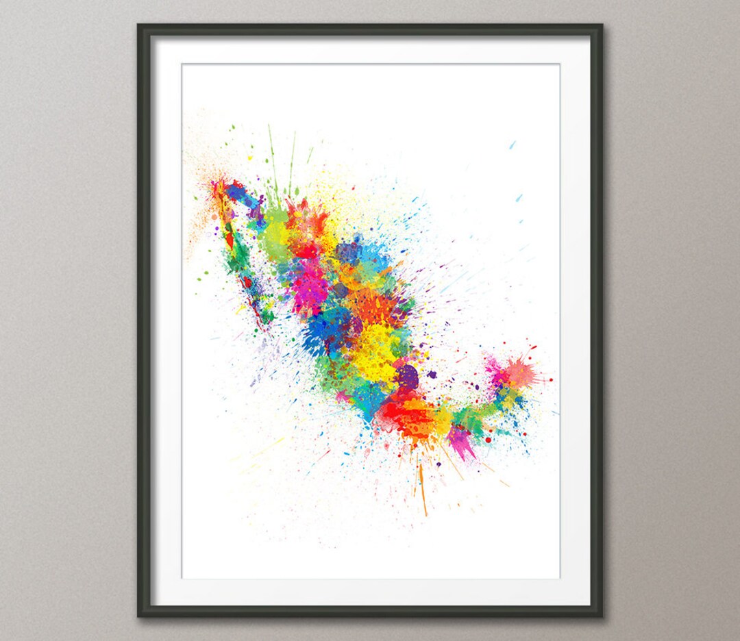 Mexico Paint Splashes Map, Map of Mexico Art Print (4280) - Etsy