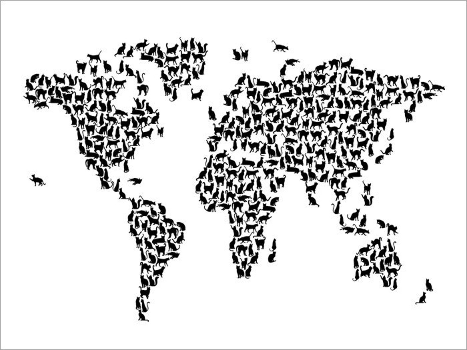 Cats Map of the World Map Art Print 2529 - Etsy UK