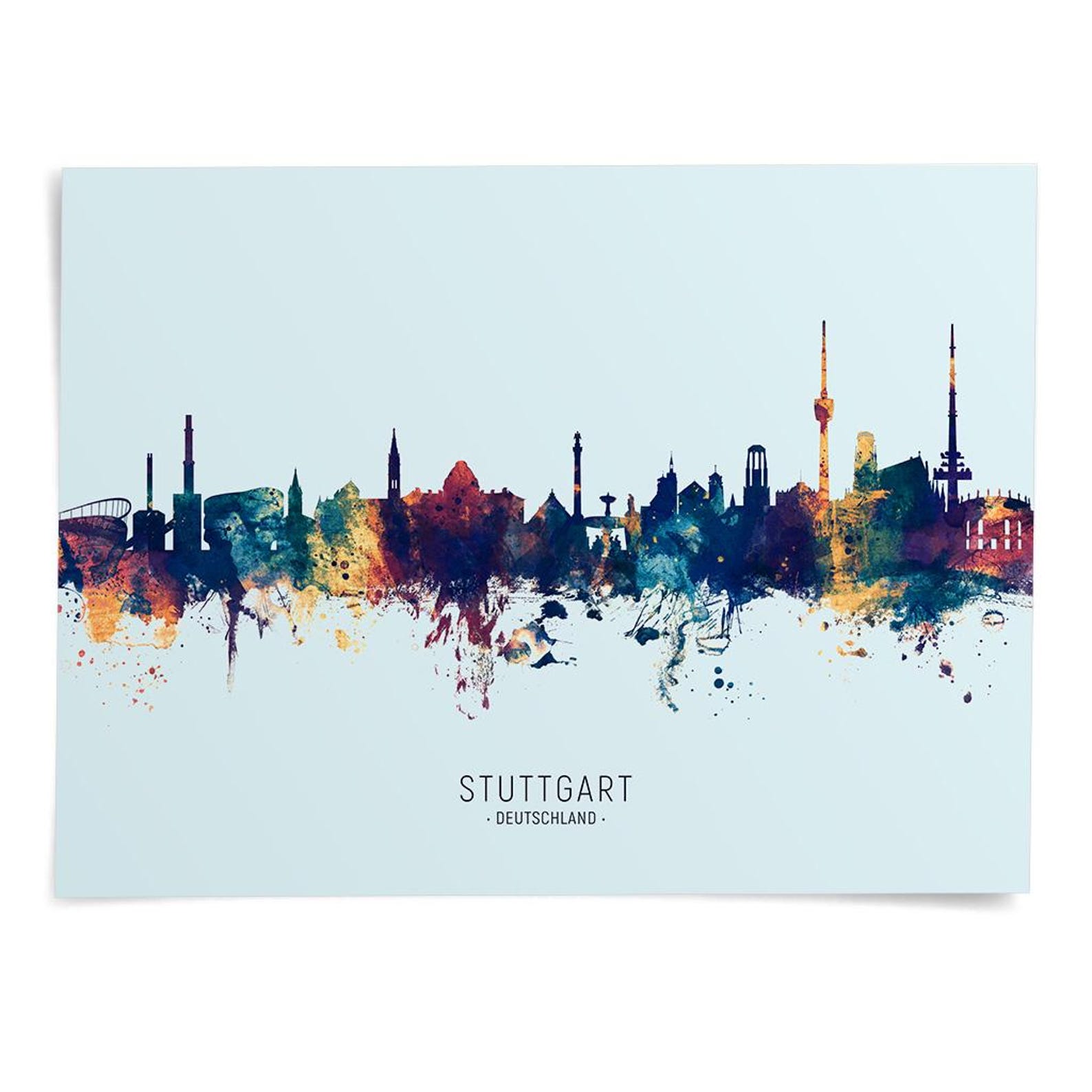 Stuttgart Skyline, Deutschland - Cityscape Painting Art Print Poster CX ...