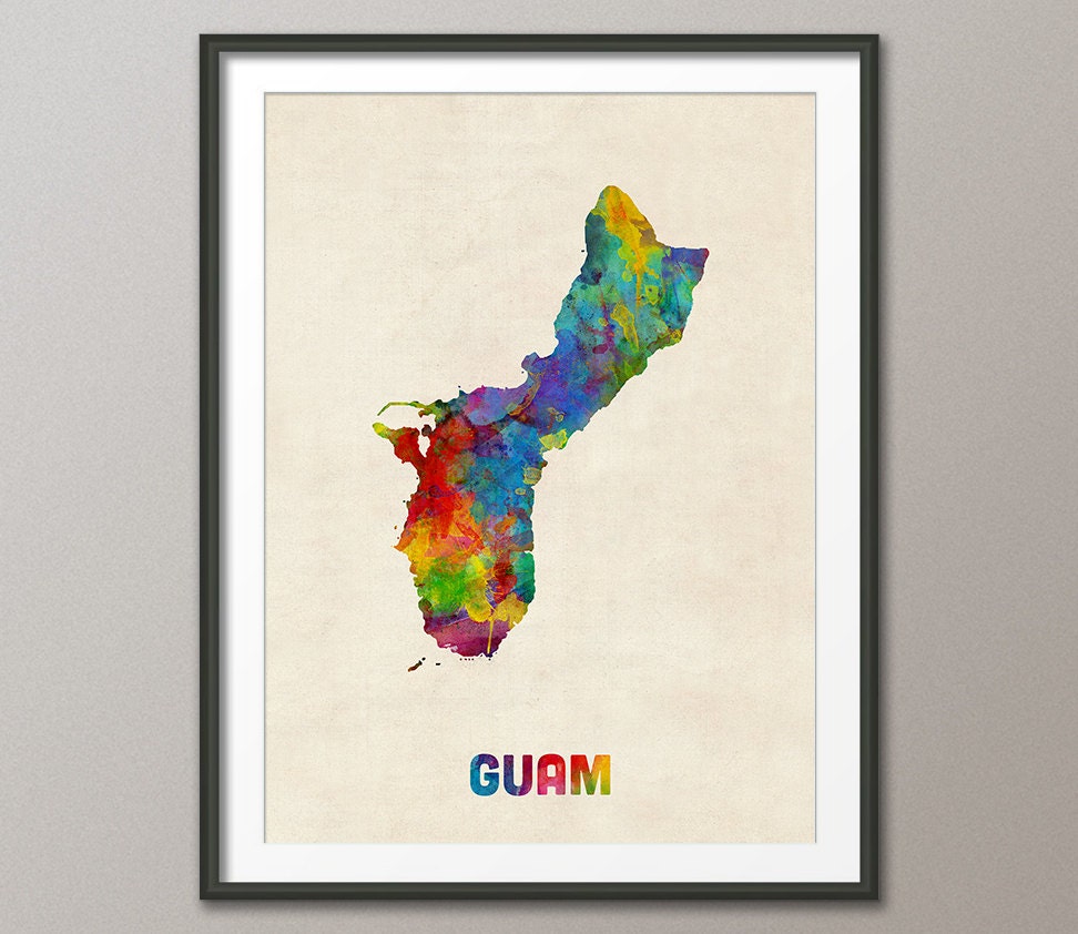 Guam Watercolor Map Art Print 2402 - Etsy UK