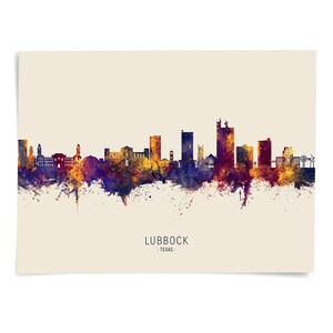 Lubbock Skyline Texas, Cityscape Painting Art Print Poster CX (16179 ...