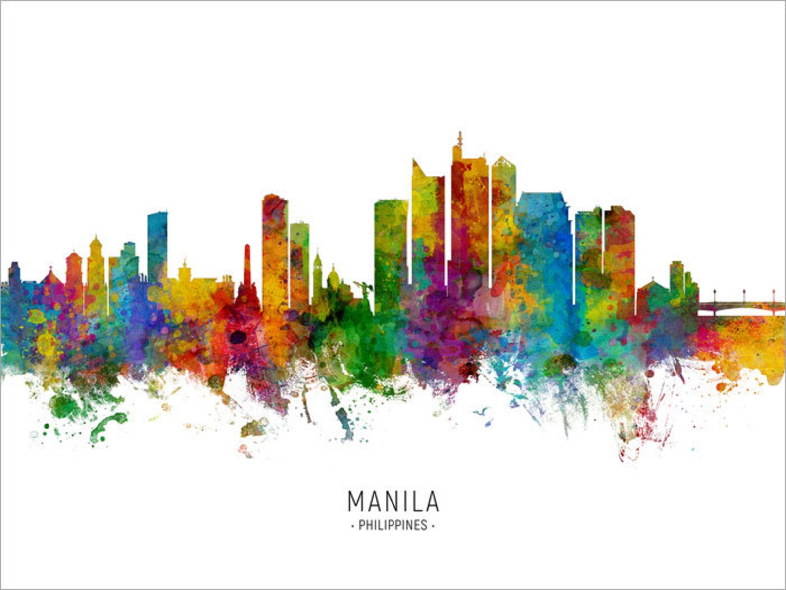 Manila Skyline Philippines Cityscape Painting Art Print - Etsy