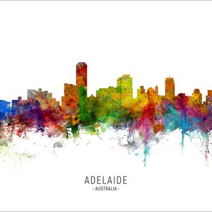 Adelaide Skyline Australia, Cityscape Painting Art Print Poster CX 6725 ...