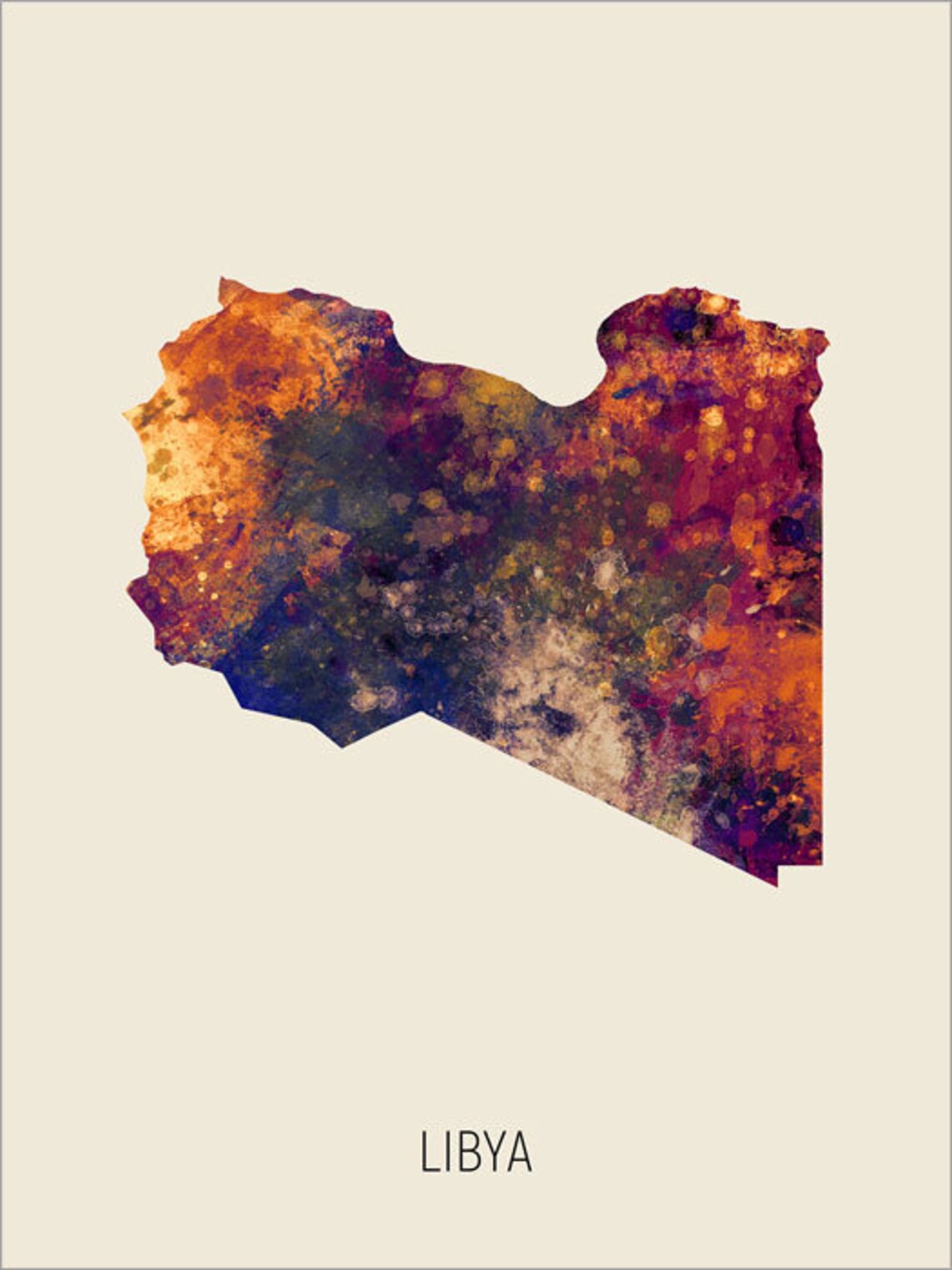 Libya Map Watercolour Art Print Poster Colour Black White - Etsy