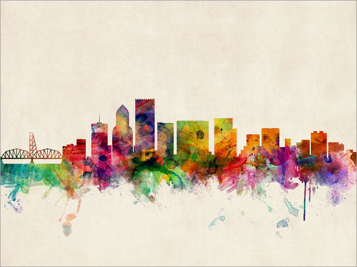 Portland Skyline Portland Oregon Cityscape Art Print 584 - Etsy