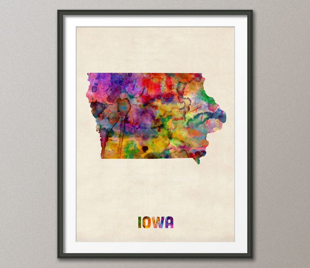 Iowa Watercolor Map USA, Art Print JX (394) - Etsy