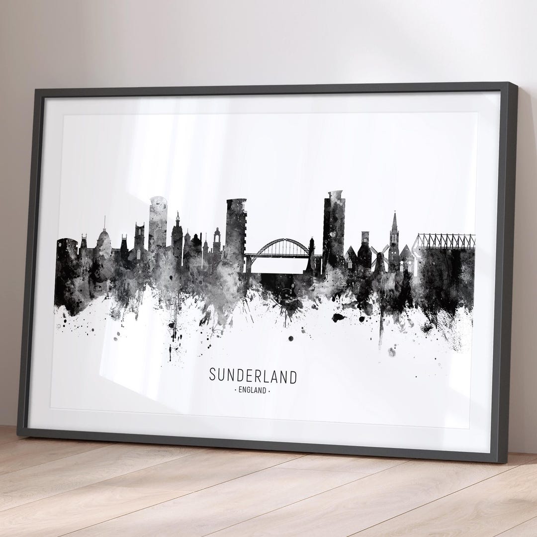 Sunderland Skyline England, Cityscape Painting Art Print Poster BX ...