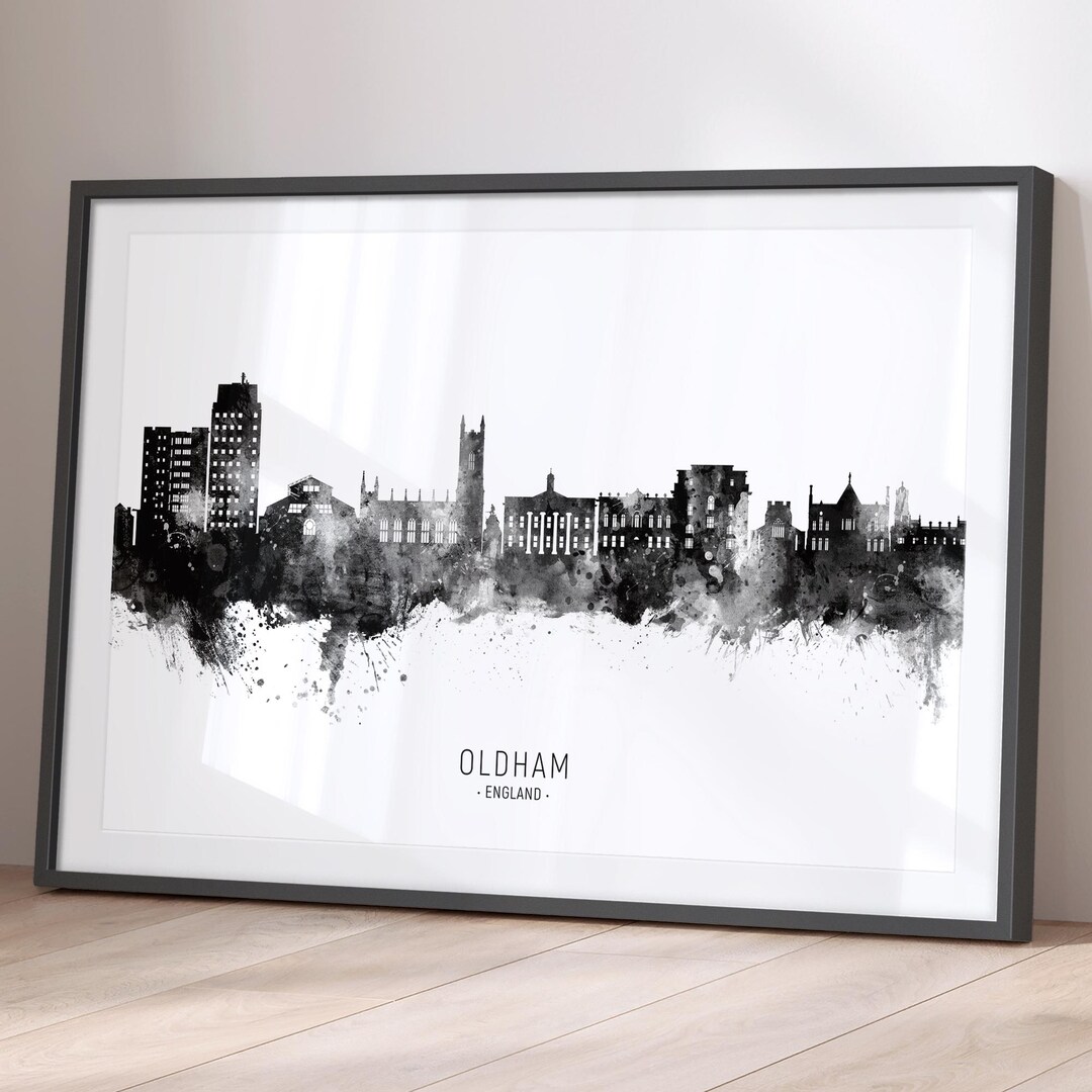 Oldham Skyline England, Cityscape Painting Art Print Poster BX (24060 ...