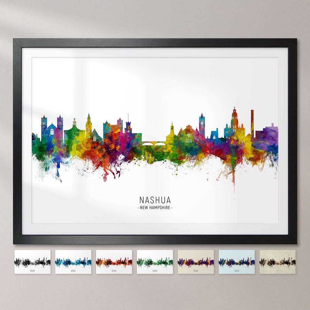 Nashua Skyline New Hampshire, Cityscape Painting Art Print Poster CX ...
