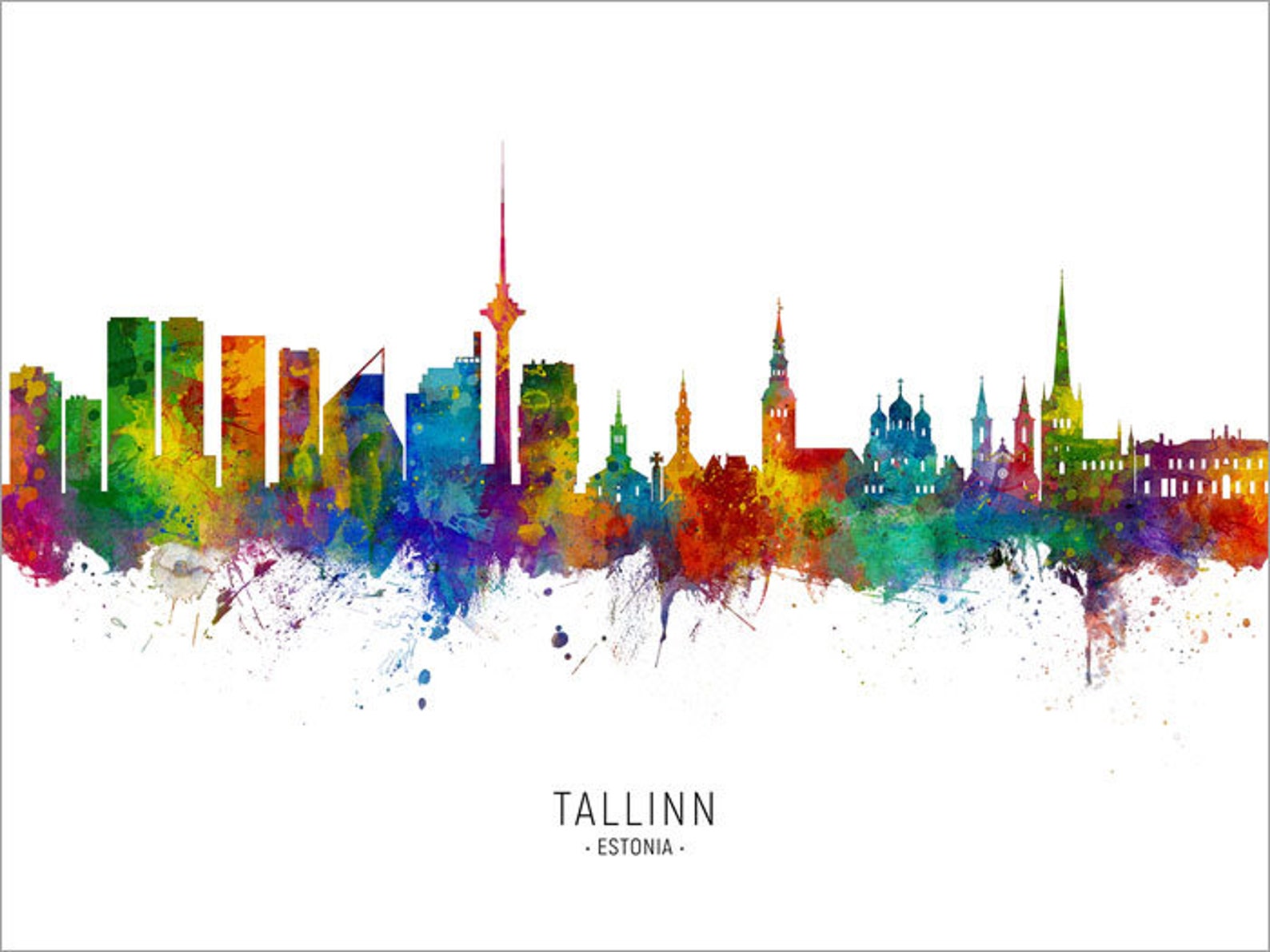 Tallinn Skyline Estonia Cityscape Painting Art Print Poster - Etsy
