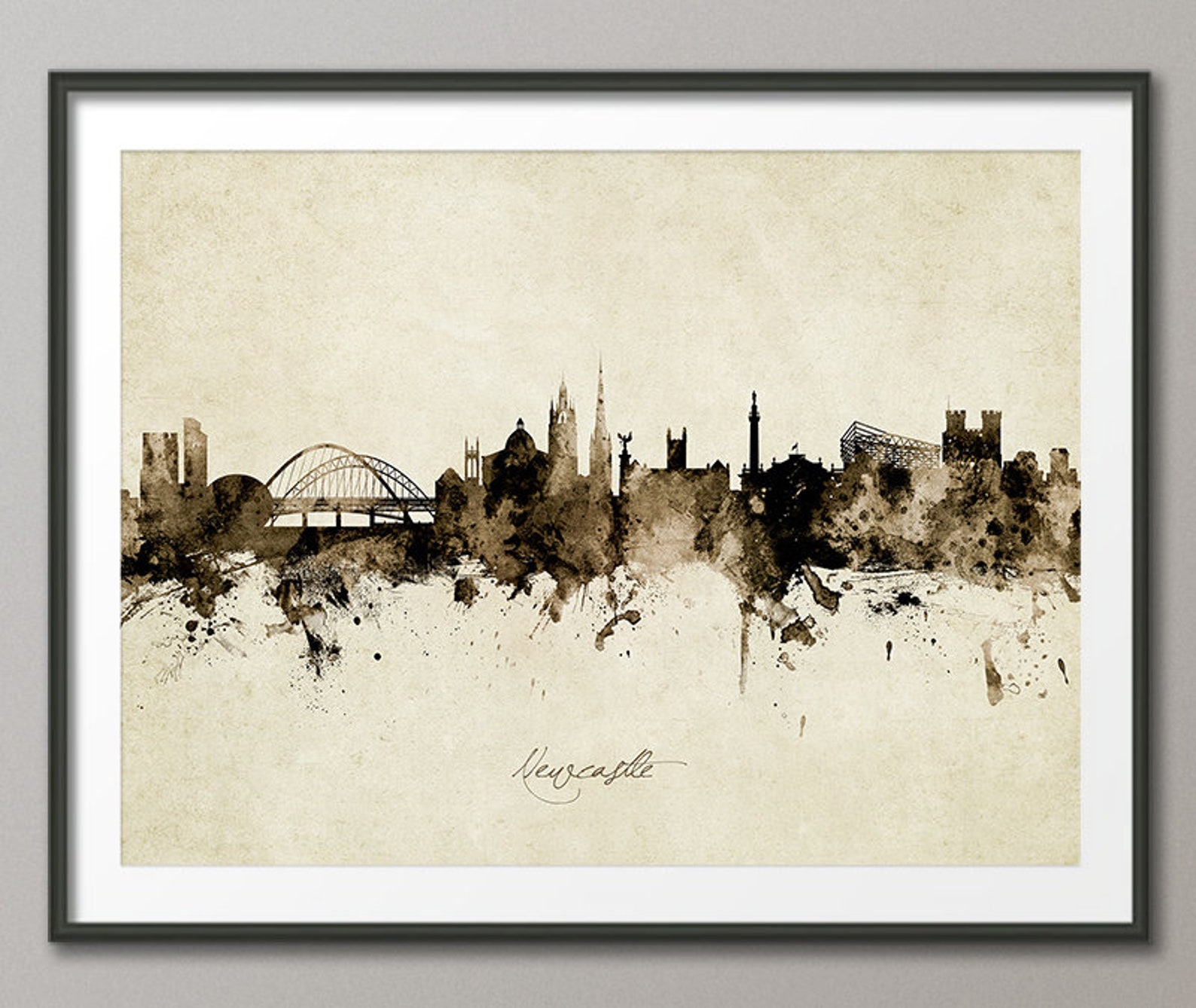 Newcastle Skyline England Cityscape Art Print Poster Vintage | Etsy