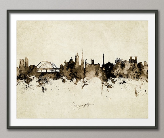 Newcastle Skyline England Cityscape Art Print Poster Vintage | Etsy