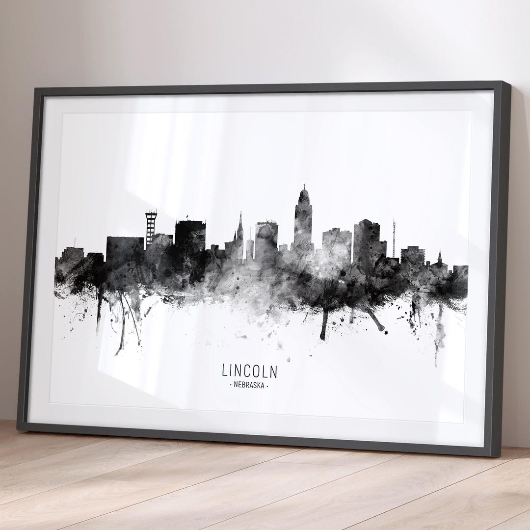 Lincoln Skyline Nebraska, Cityscape Painting Art Print Poster BX (11664 ...