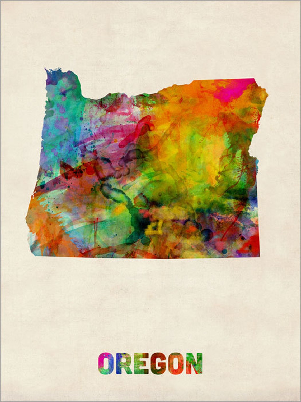 Oregon Watercolor Map USA Art Print 371 - Etsy