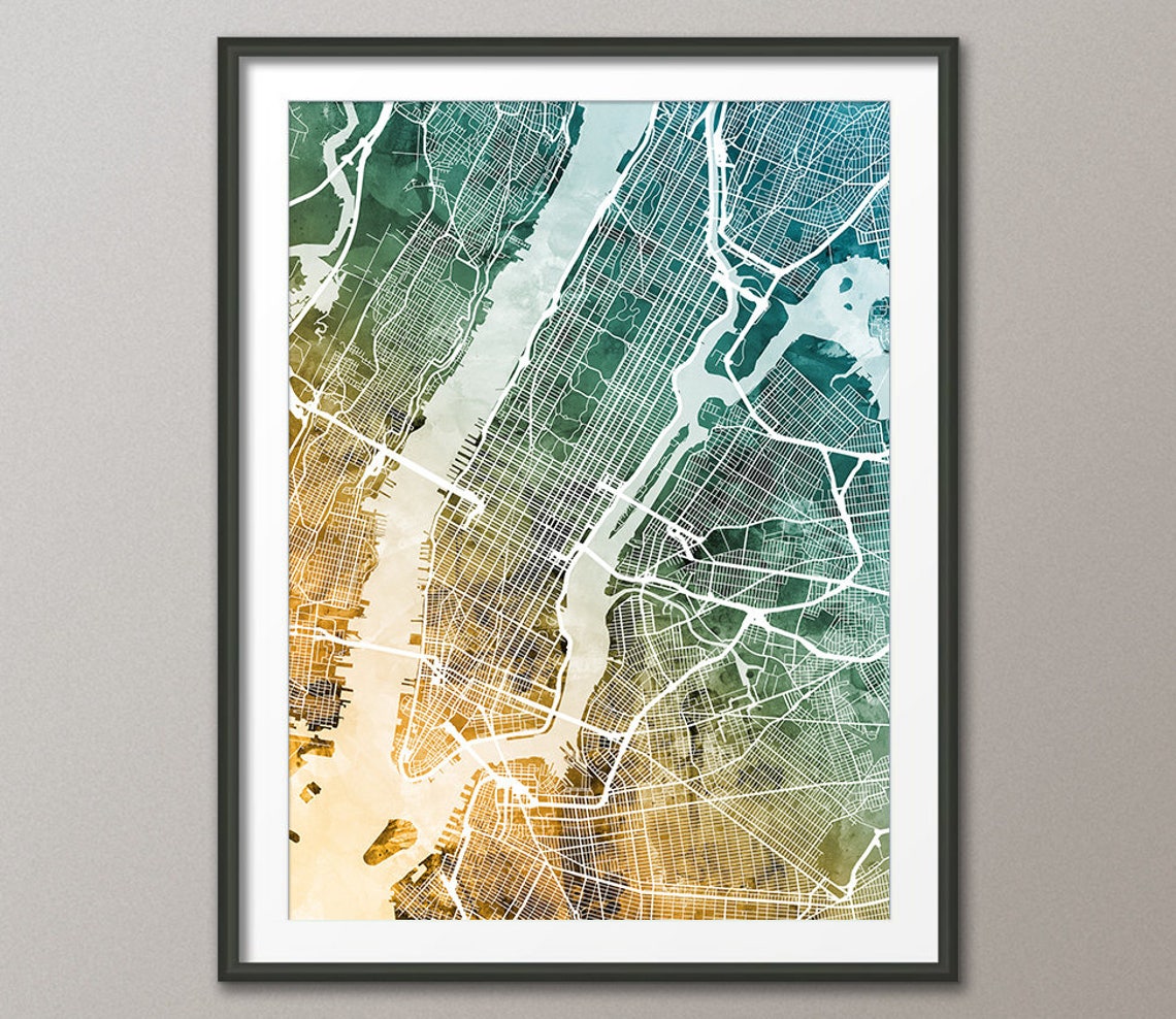 New York City Street Map USA, Map of NYC, Art Print (3019) - Etsy