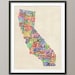 California Typography Text Map, Art Print 281 - Etsy