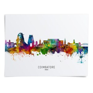 Coimbatore Skyline India, Cityscape Painting Art Print Poster CX (26256 ...