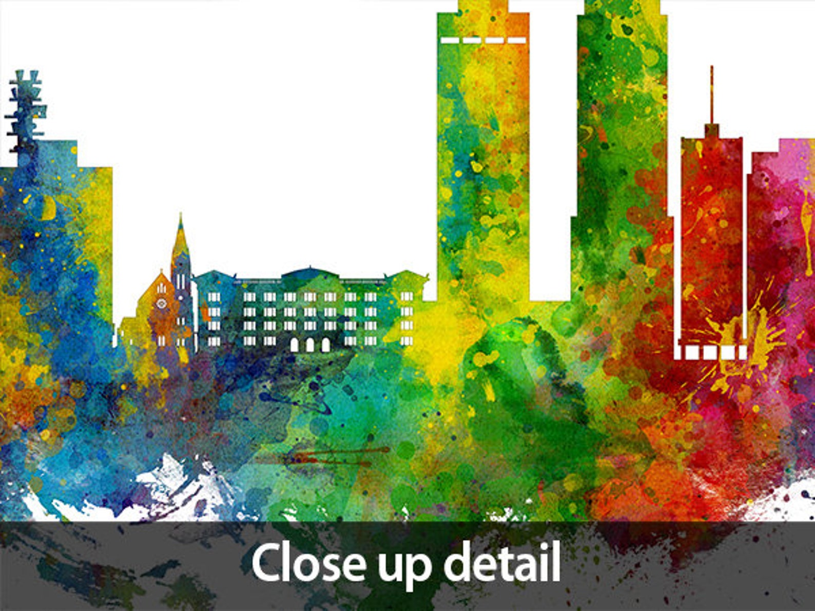 Omaha Skyline Nebraska Cityscape Painting Art Print Poster CX | Etsy