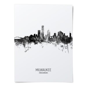 Milwaukee Skyline, Milwaukee Wisconsin Cityscape Art Print Poster ...