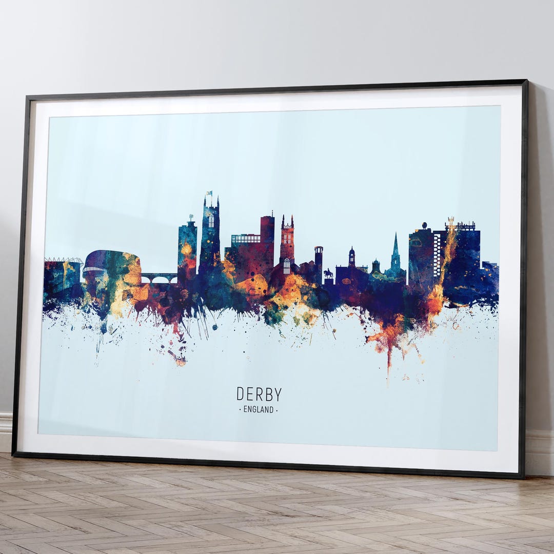 Derby Skyline England, Cityscape Painting Art Print Poster HX (12251 ...