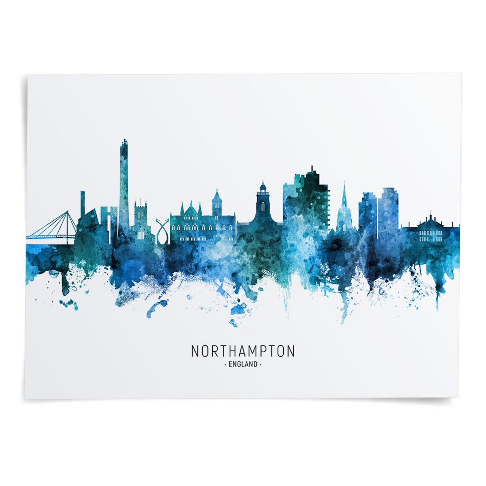 Northampton Skyline England, Cityscape Painting Art Print Poster CX ...