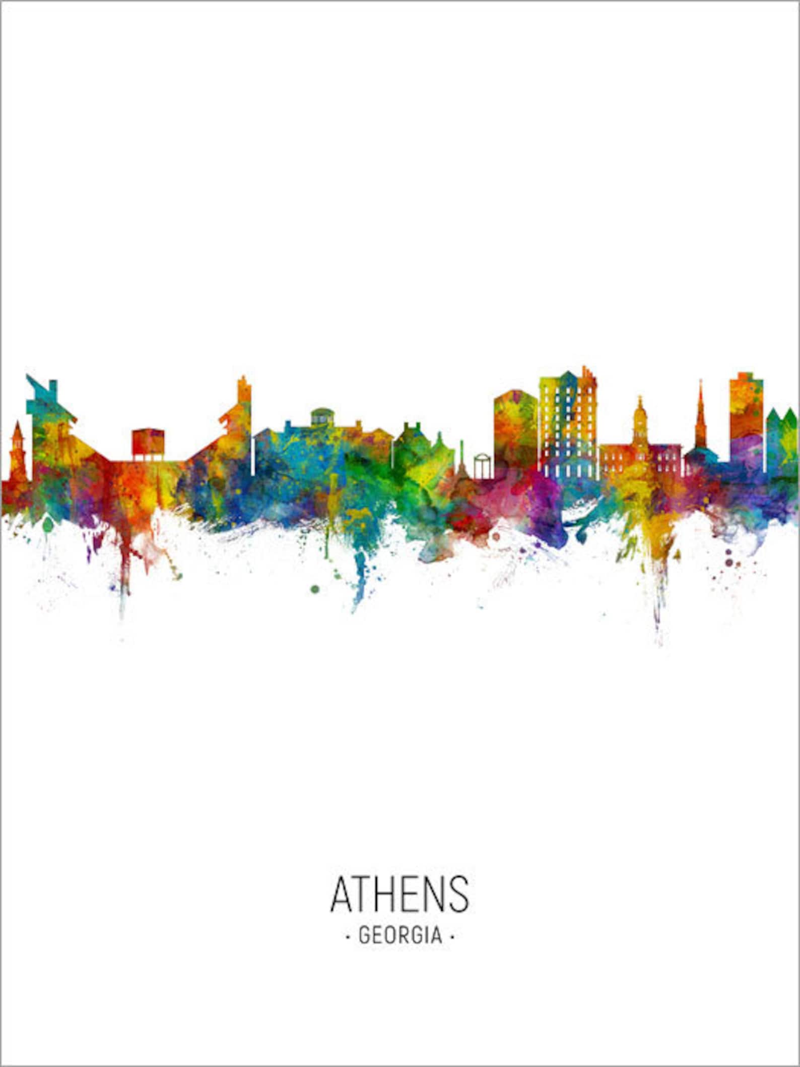 Athens GA Skyline Athens Georgia USA Cityscape Art Print | Etsy