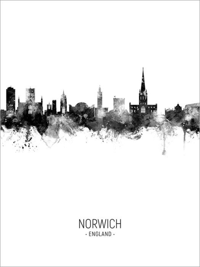 Norwich Skyline Norwich England Cityscape Art Print Poster | Etsy
