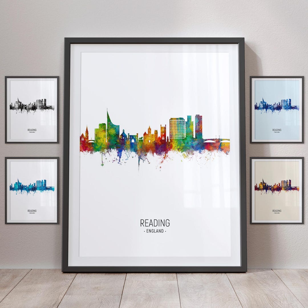Reading Skyline, Reading England Cityscape Art Print Poster Portrait PX ...