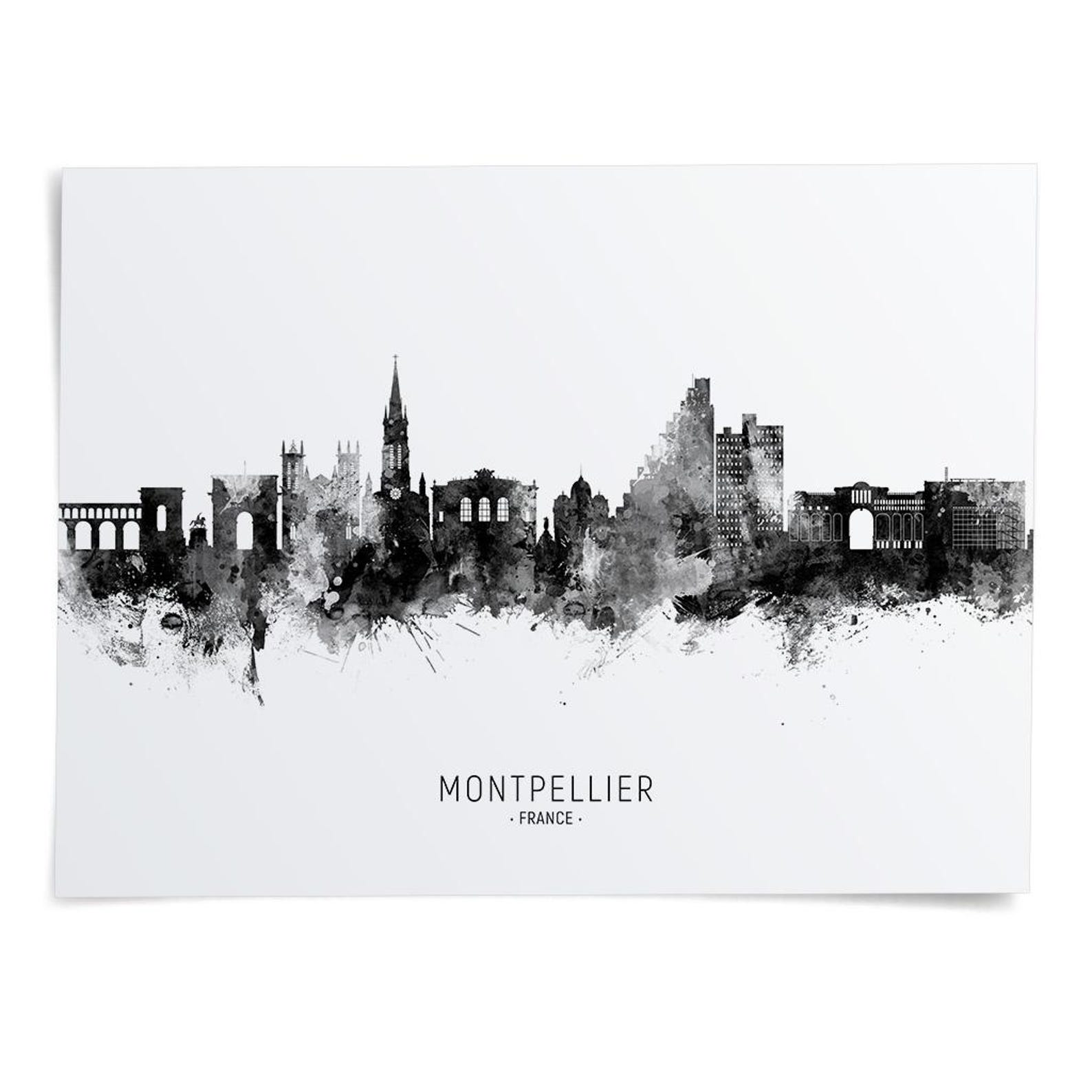 Montpellier Skyline, France - Cityscape Painting Art Print Poster CX ...