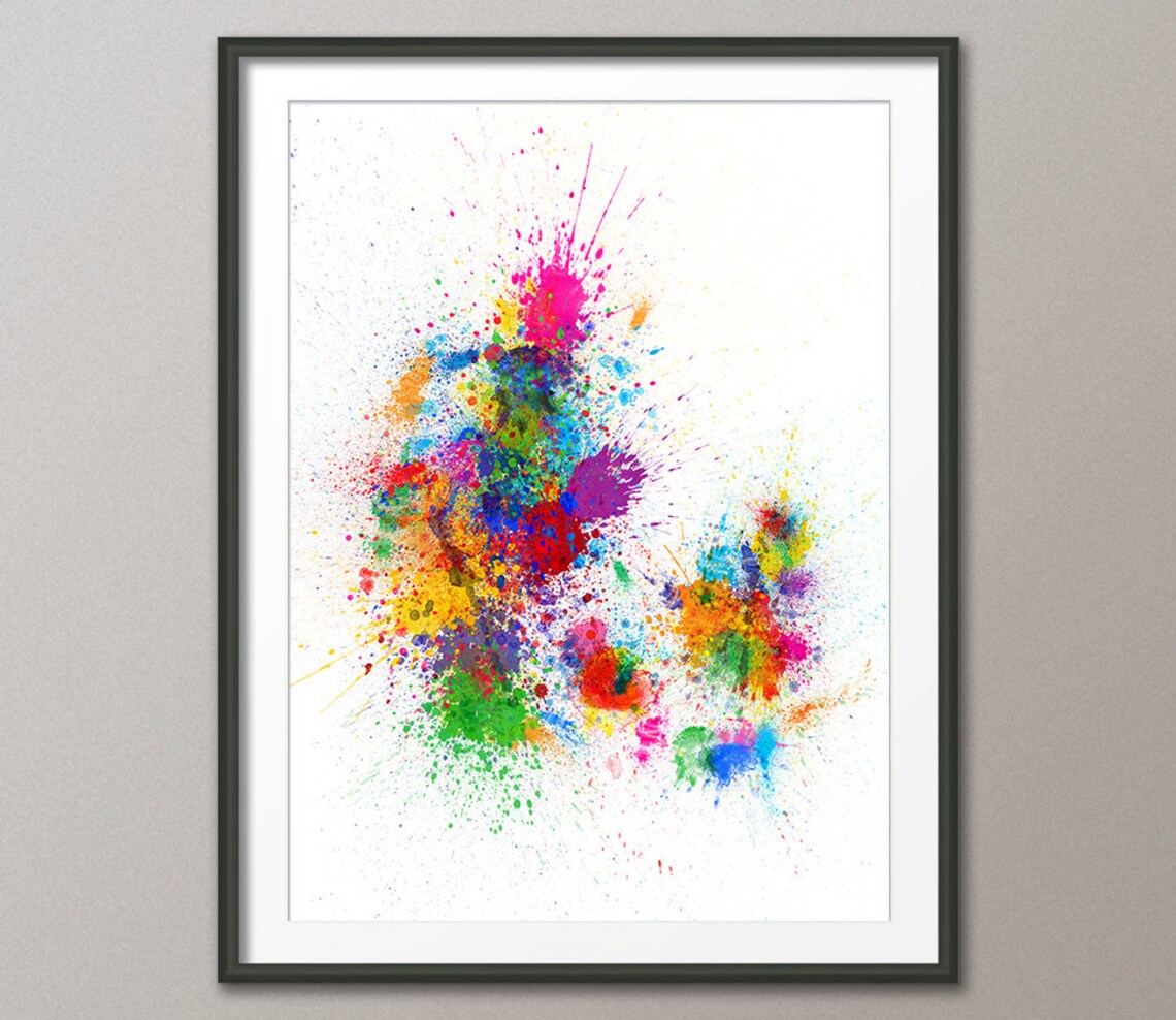 Denmark Map Denmark Paint Spashes Map Art Print 3102 - Etsy UK