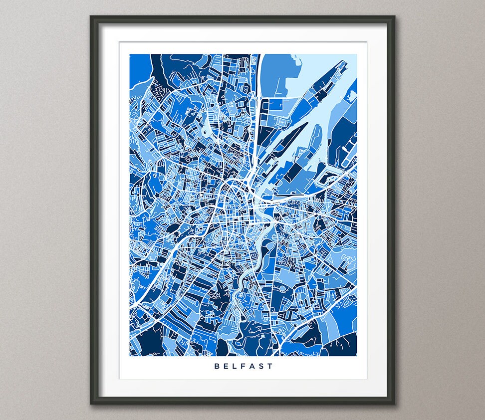 Belfast Map Belfast Northern Ireland City Map Art Print - Etsy
