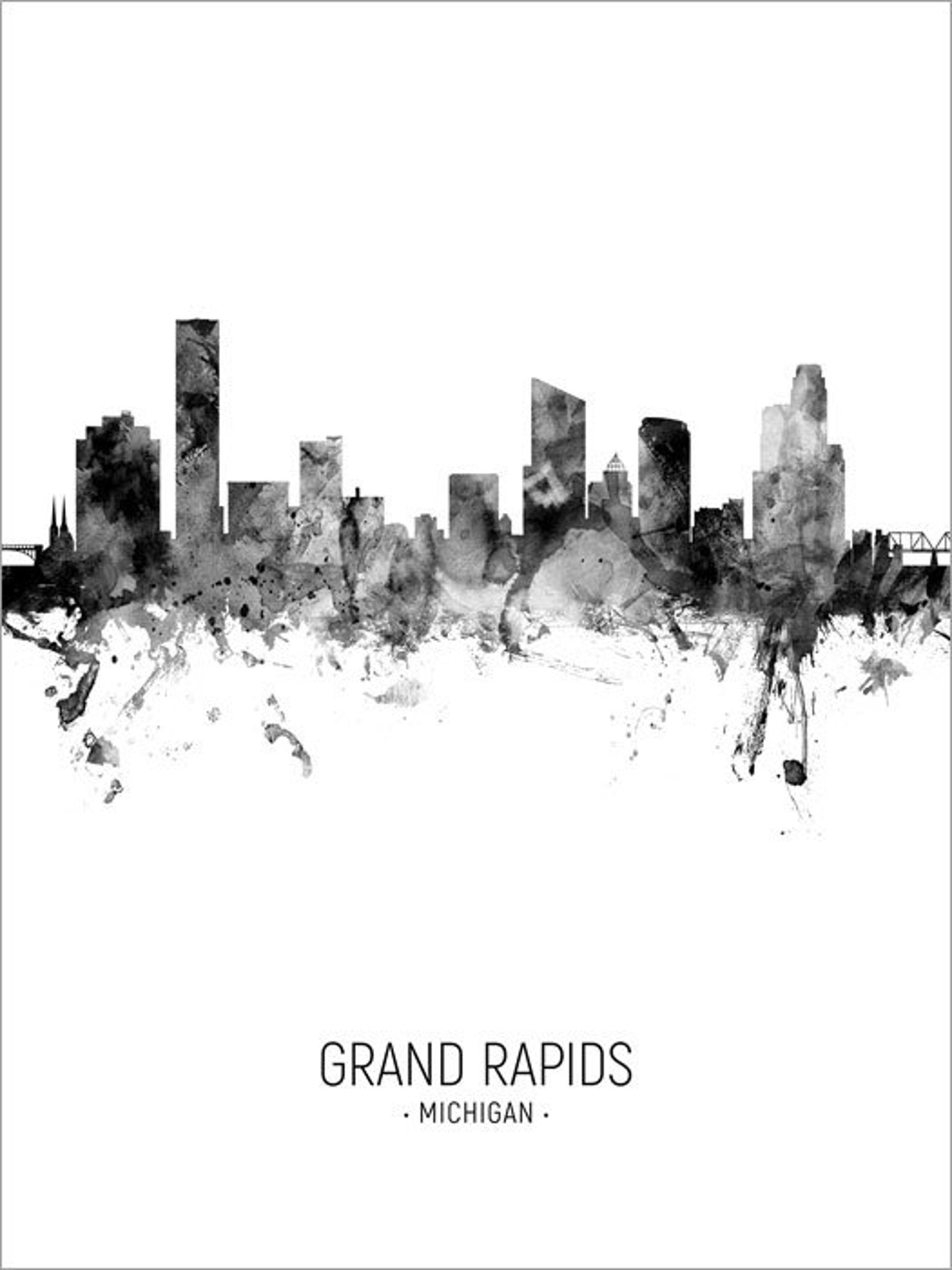 Grand Rapids Skyline Grand Rapids Michigan Cityscape Art - Etsy