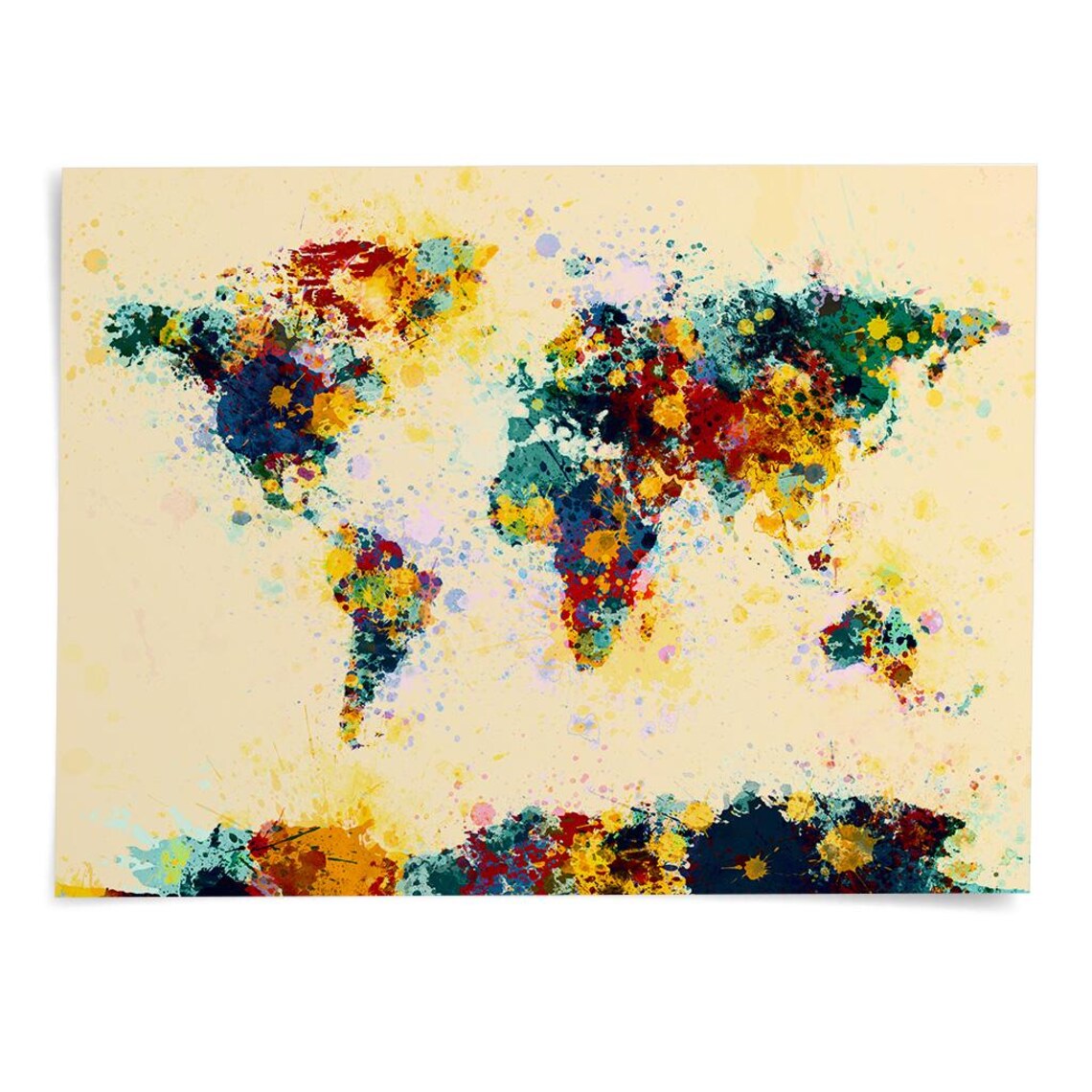 Paint Splashes Map of the World Map, Art Print WM (118) - Etsy