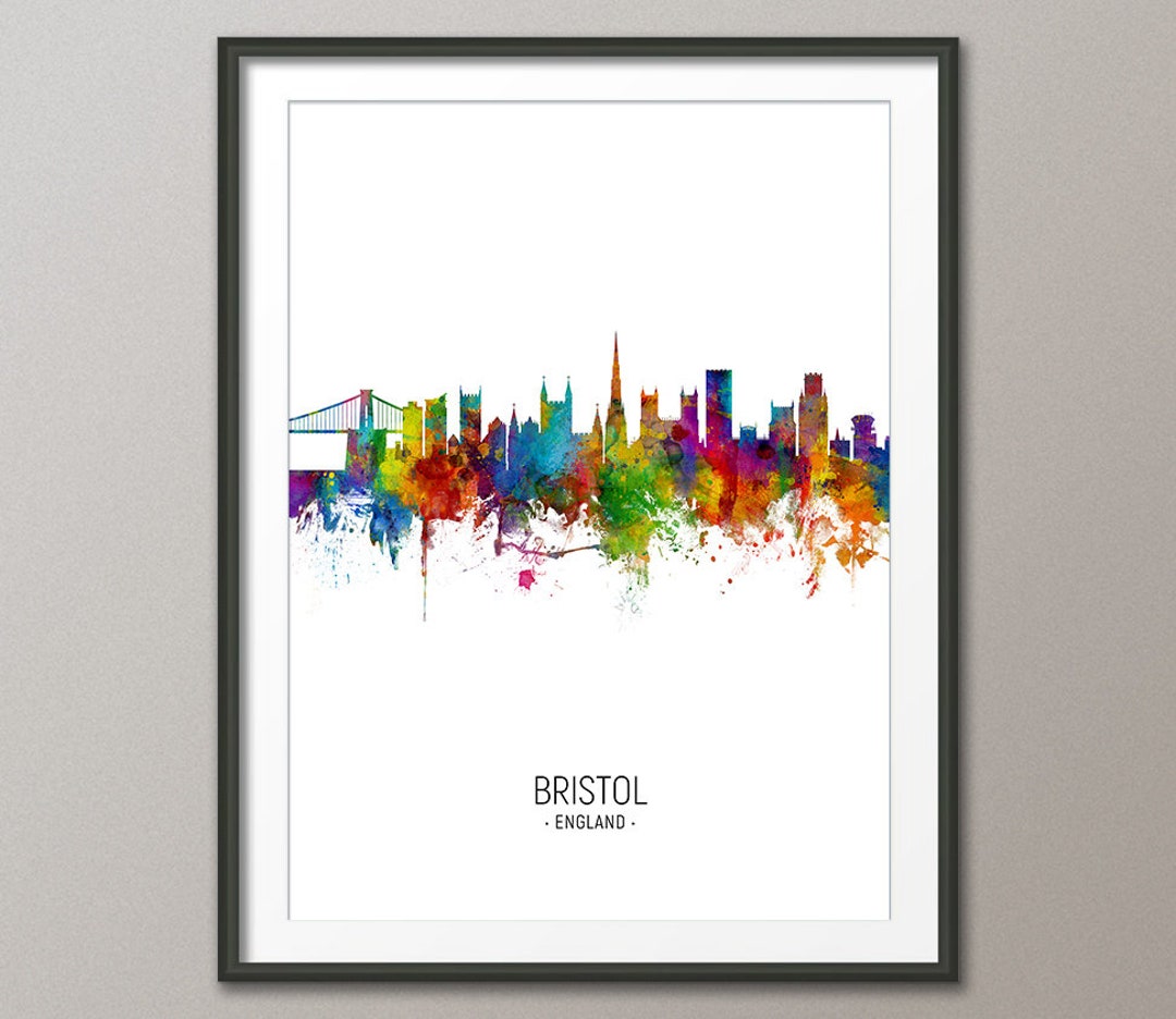Bristol Skyline, Bristol England Cityscape Art Print Poster Portrait ...