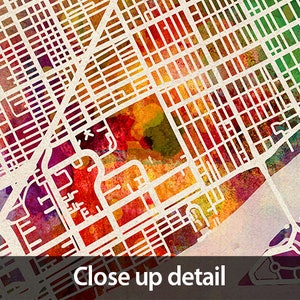 Detroit Map, Detroit Michigan Watercolor Map Painting Art Print Poster ...