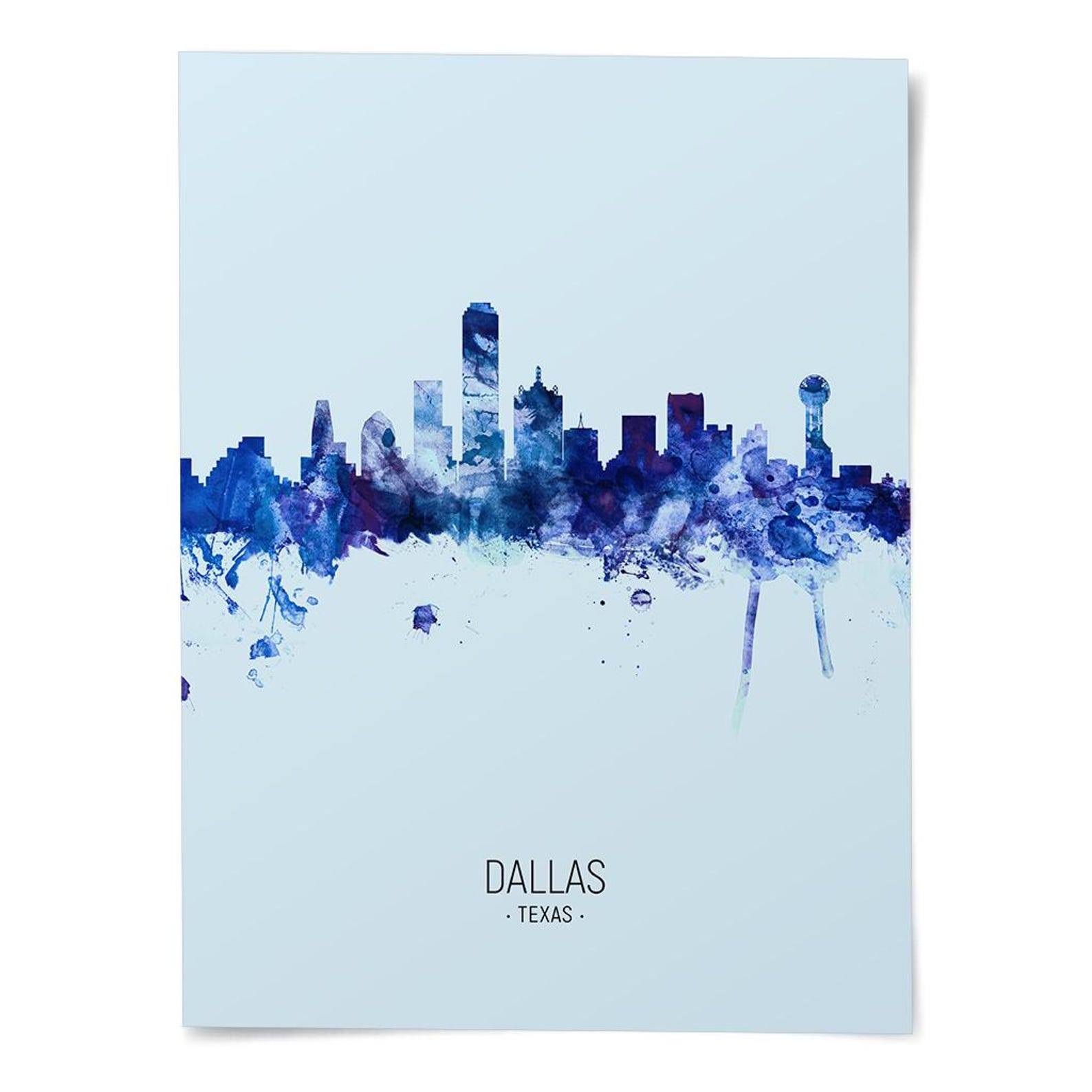 Dallas Skyline, Texas Cityscape Art Print Poster Portrait - PX (5021 ...