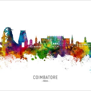 Coimbatore Skyline India, Cityscape Painting Art Print Poster CX 26256 ...