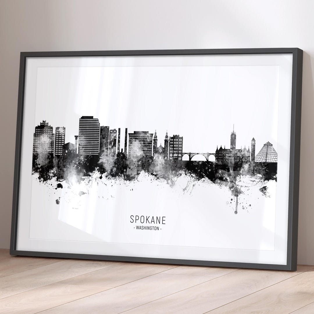 Spokane Skyline Washington, Cityscape Art Print Poster BX (27600) - Etsy