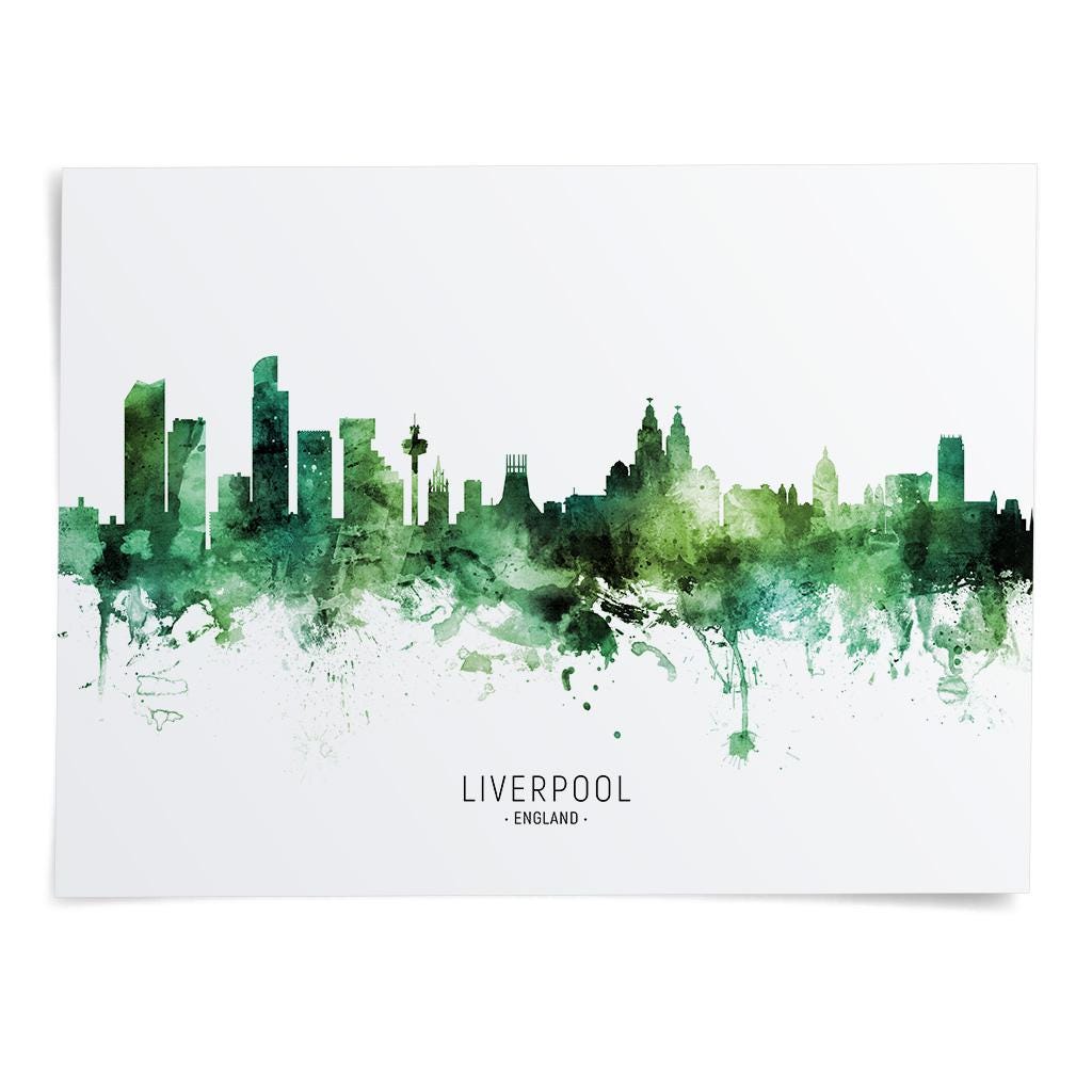 Liverpool Skyline England, Cityscape Painting Art Print Poster CX (6508 ...