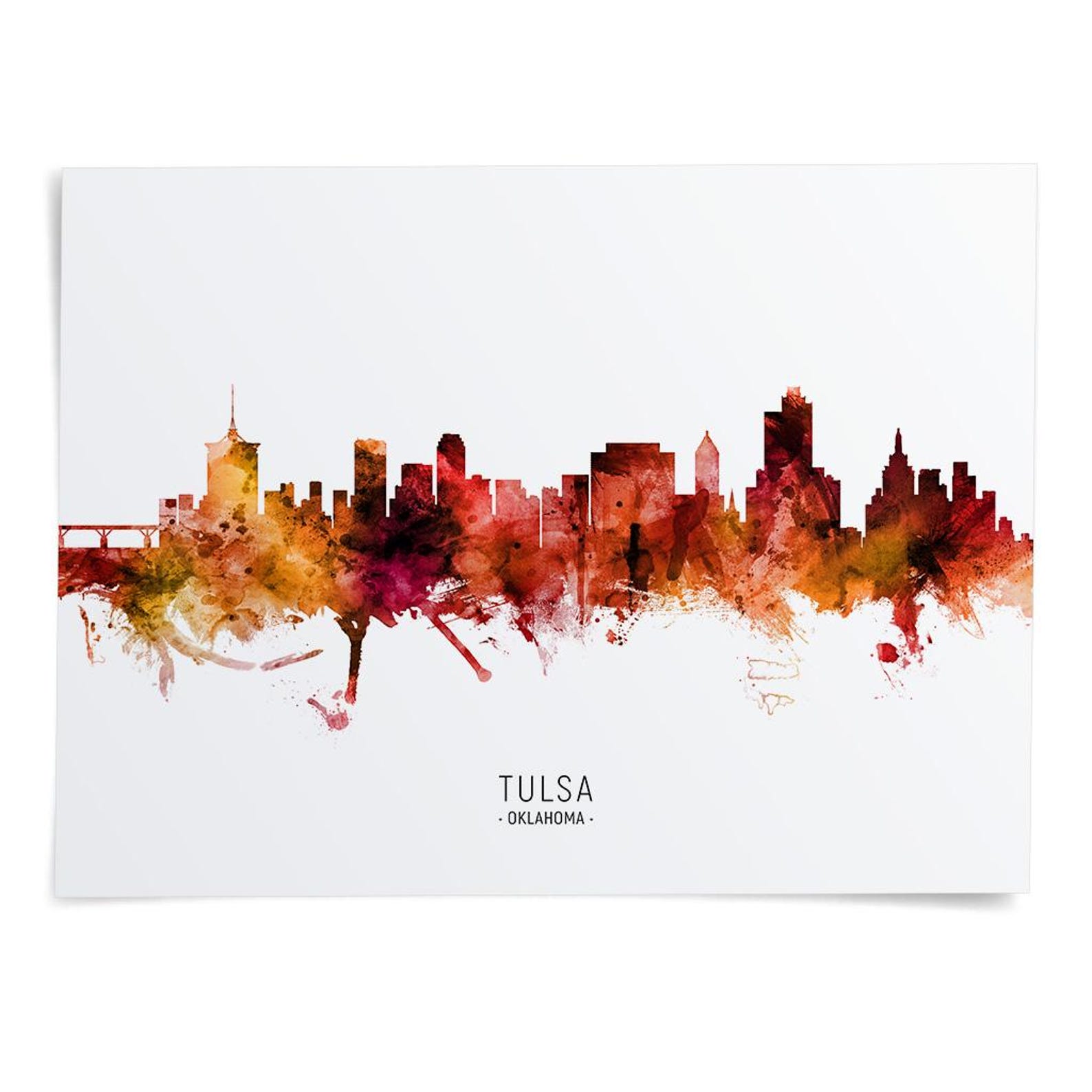 Tulsa Skyline Oklahoma, Cityscape Painting Art Print Poster CX (6636 ...