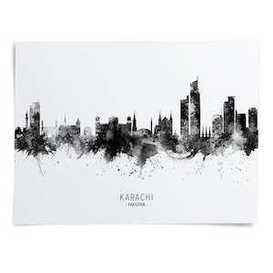 Karachi Skyline Pakistan, Cityscape Painting Art Print Poster CX (8813 ...