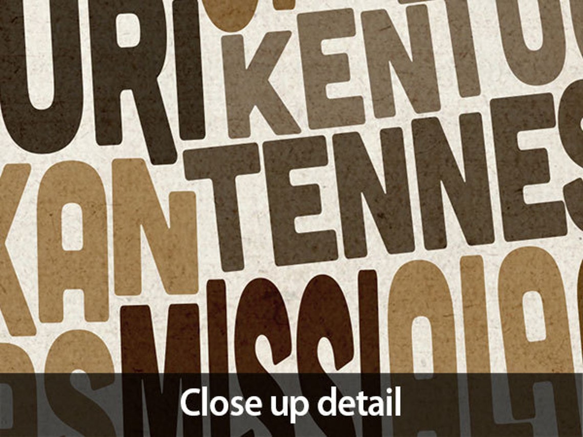 United States Typography Text Map Art Print 195 - Etsy