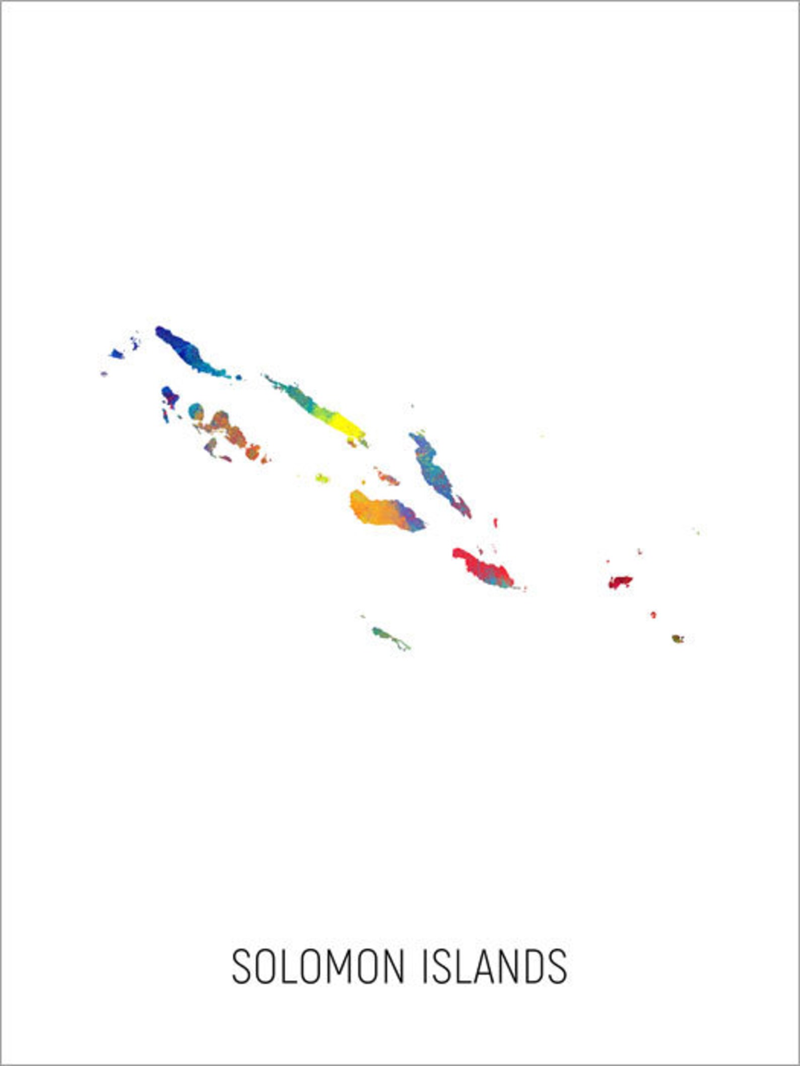Solomon Islands Map Watercolour Art Print Poster Colour - Etsy