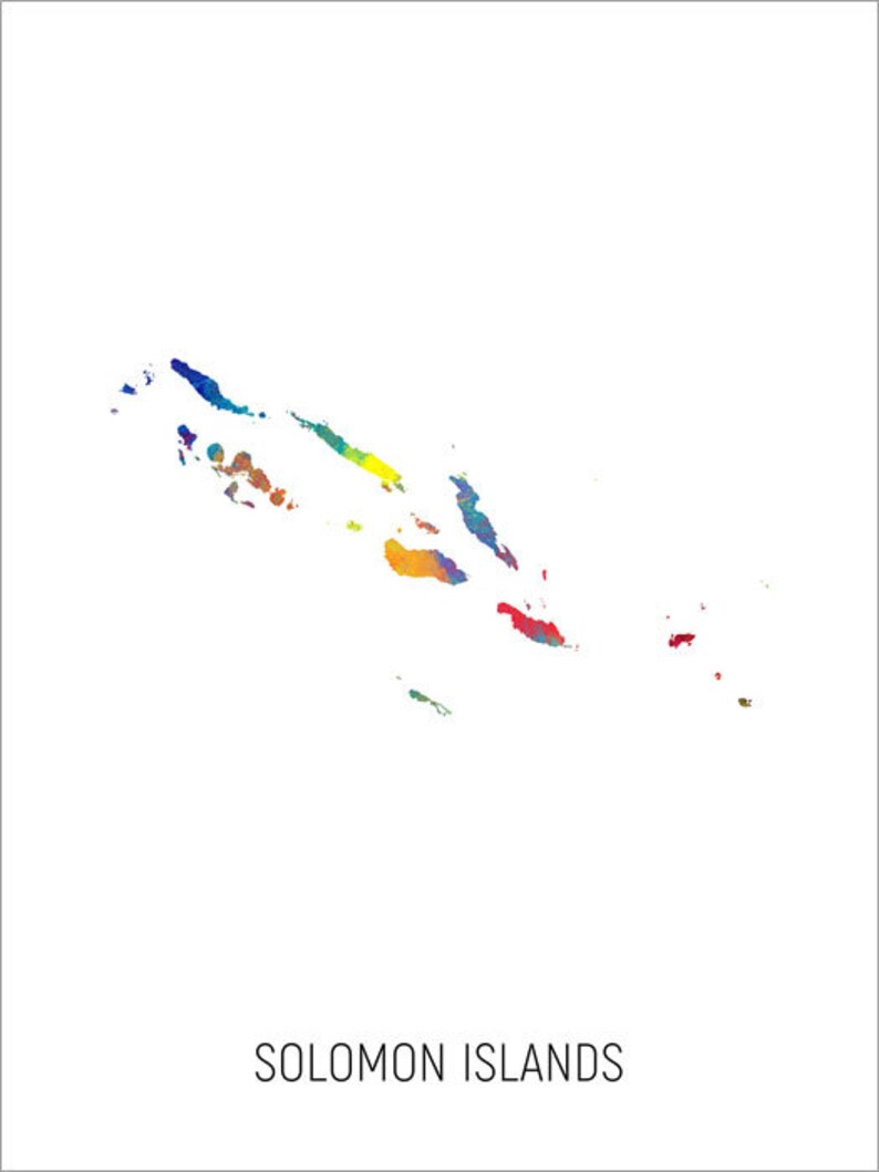 Solomon Islands Map Watercolour Art Print Poster Colour - Etsy