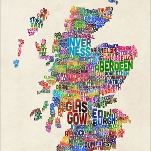Scotland Typography Text Map, Art Print (1483) - Etsy