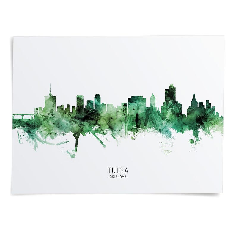 Tulsa Skyline Oklahoma, Cityscape Painting Art Print Poster CX (6636 ...