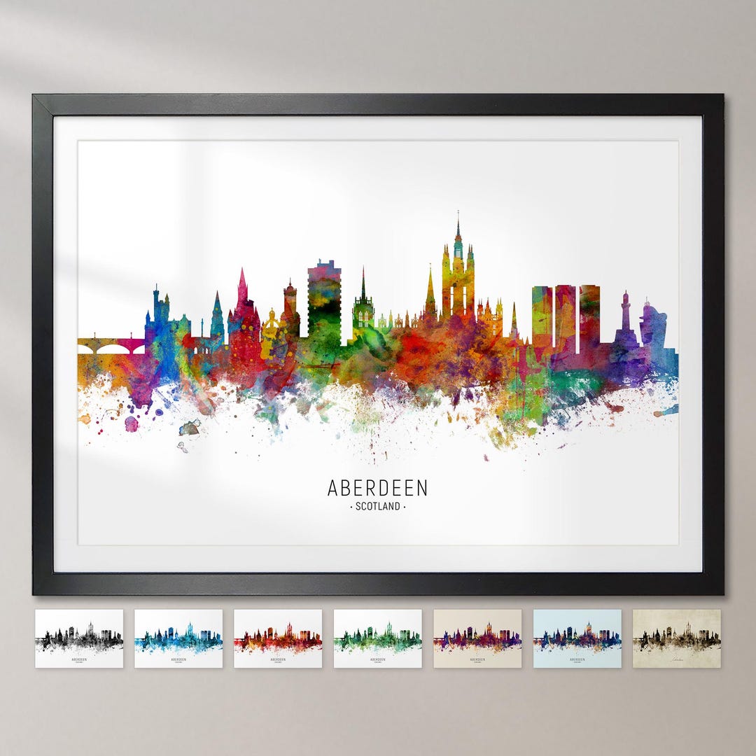 Aberdeen Skyline Scotland, Cityscape Painting Art Print Poster CX (6590 ...