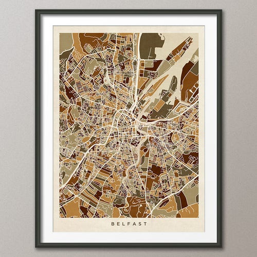 Belfast Map Belfast Northern Ireland City Map Art Print - Etsy