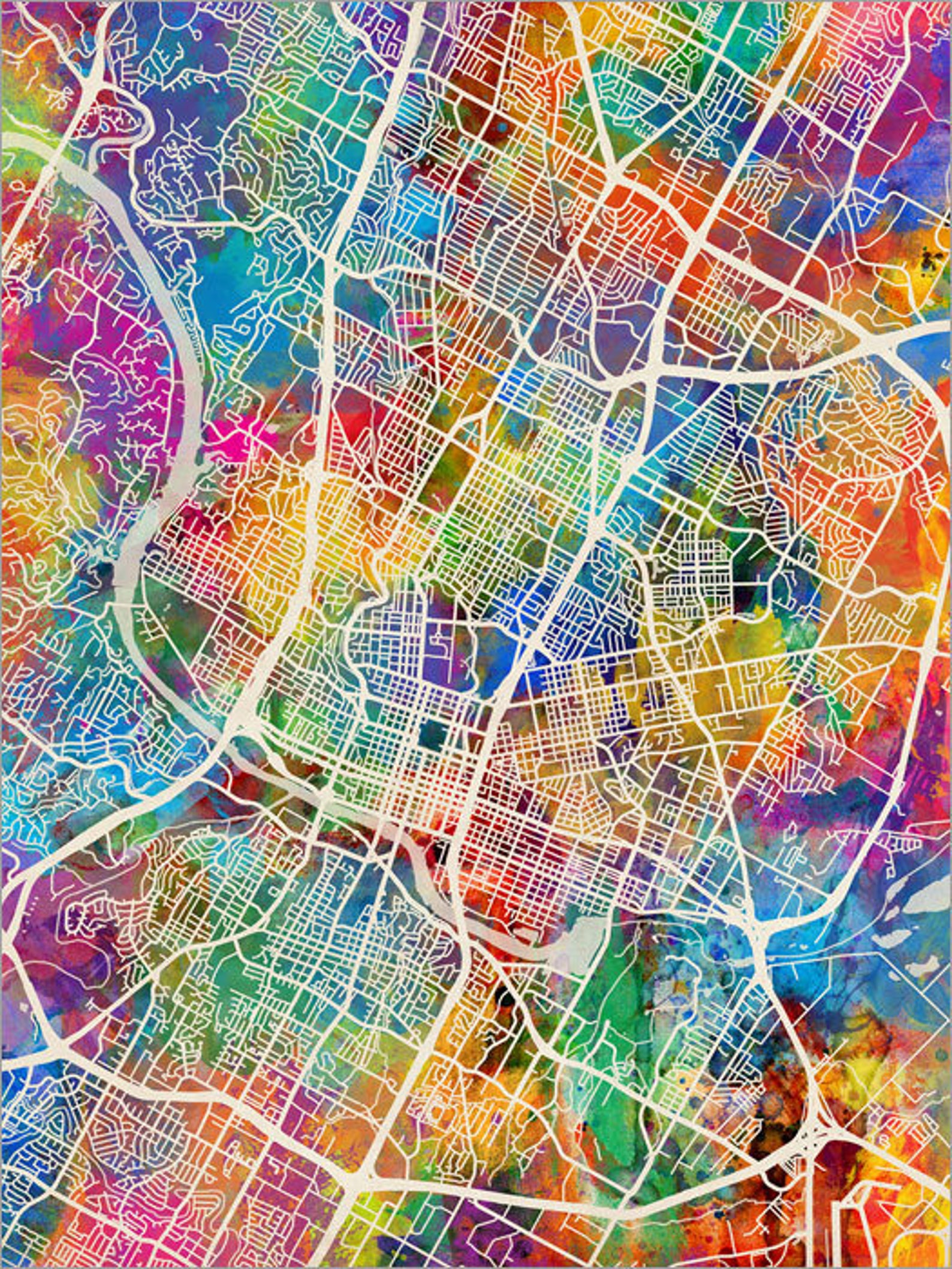 Austin Map Austin Texas City Map Art Print 2937 - Etsy