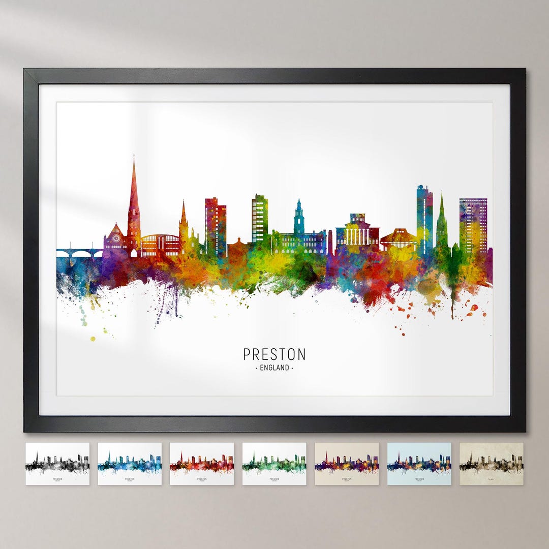 Preston Skyline England, Cityscape Painting Art Print Poster CX (23092 ...